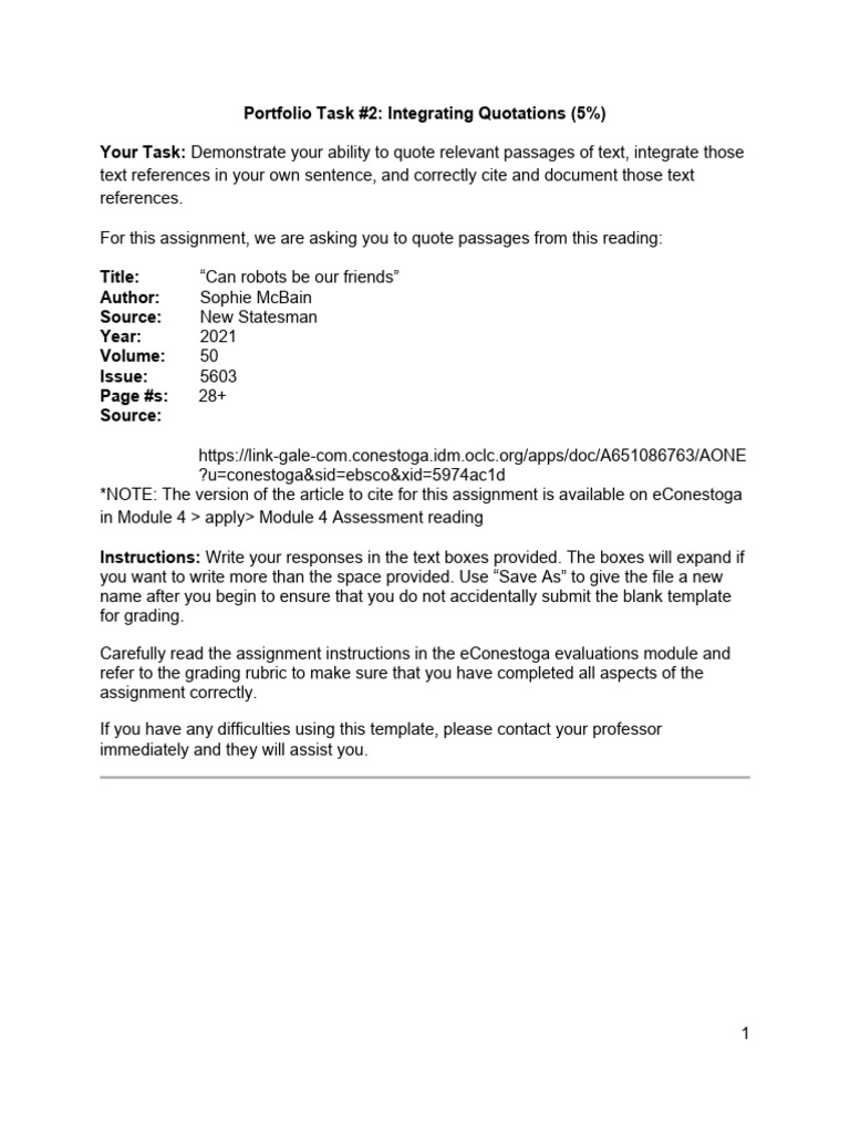 Integrating Quotations Template W24 | PDF | Psychotherapy | Citation