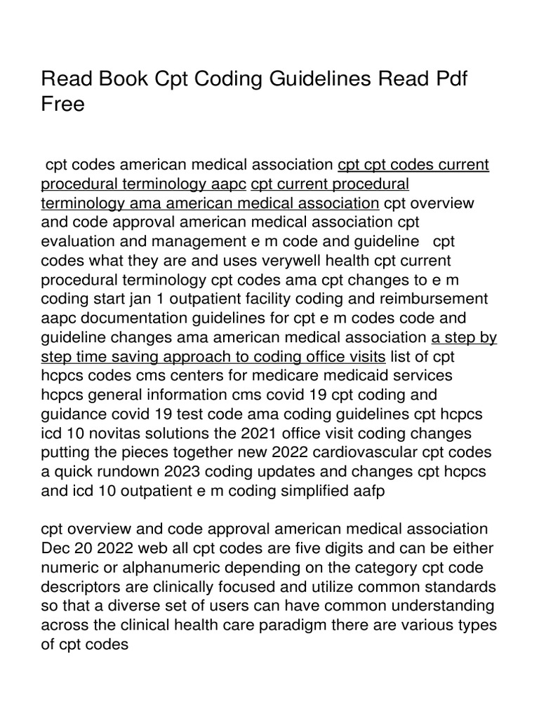 Read Book CPT Coding Guidelines | PDF | American Medical Association ...