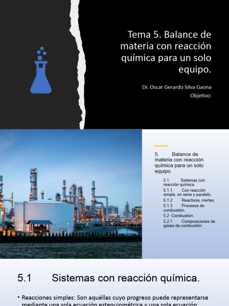 Tema 5. Balance de Materia Con Reacción Química para Un Solo Equipo | PDF | Combustión ...