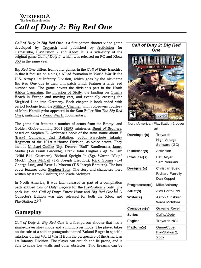 Call of Duty 2: Big Red One Overview | PDF