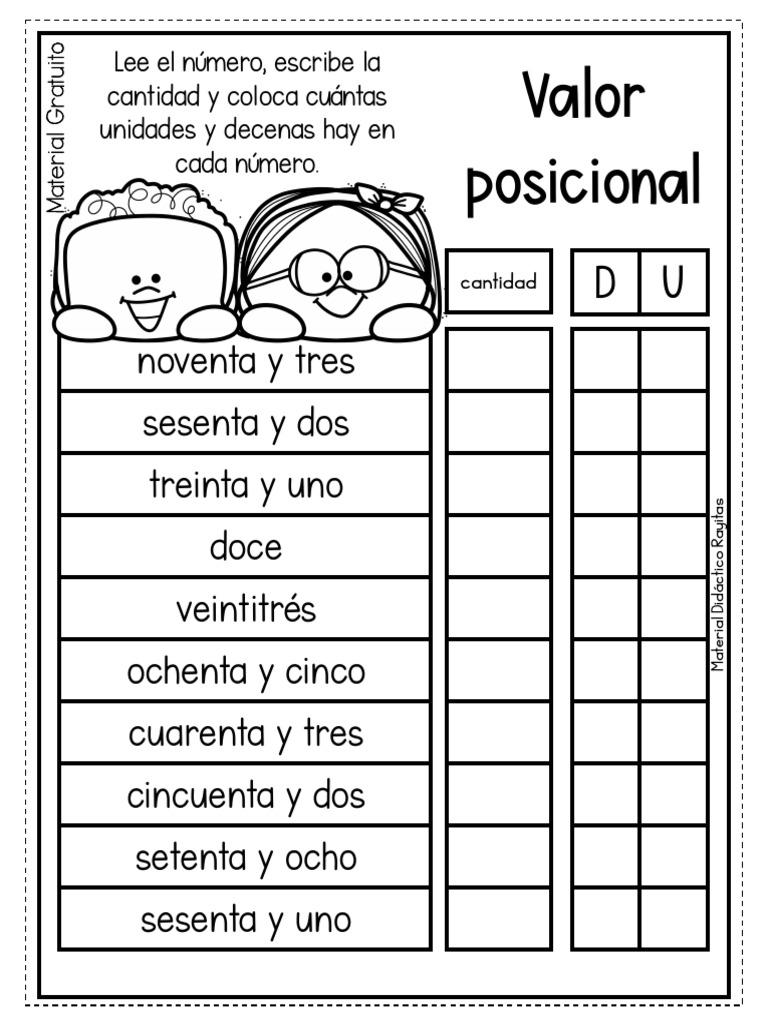 Ejercicios de Valor Posicional para Niños | PDF