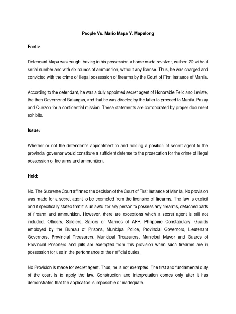Case #11 People v. Mapa, G.R. No. L-22301, August 30, 1967 | PDF