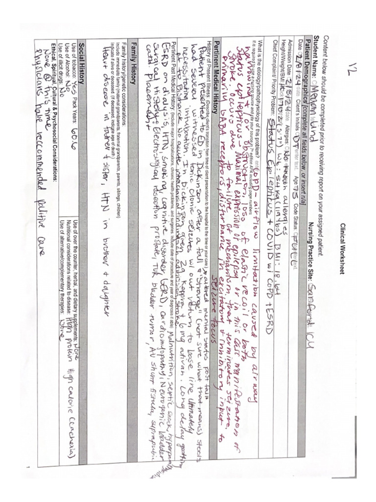 Clinical Paperwork Sanford Icu Week 2 | PDF