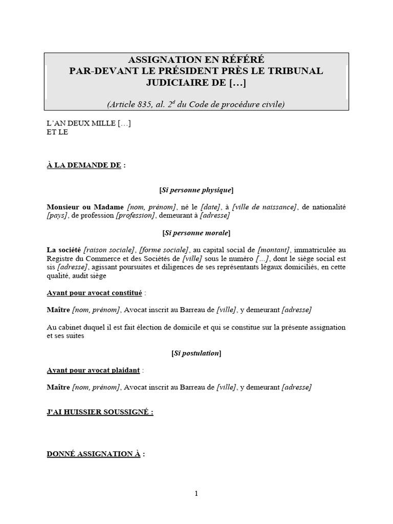 Assignation en Refere TJ Provision | PDF
