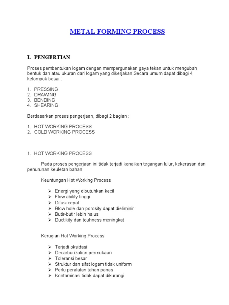 METAL FORMING PROCESSES | PDF