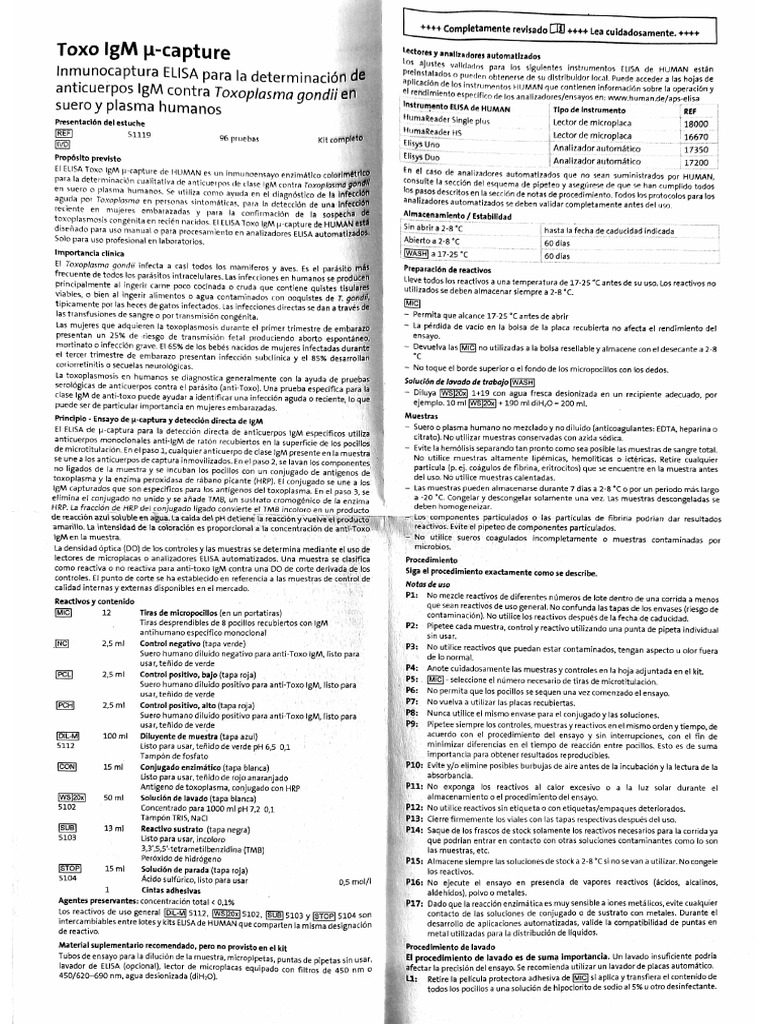 Inserto Toxo IgM | PDF