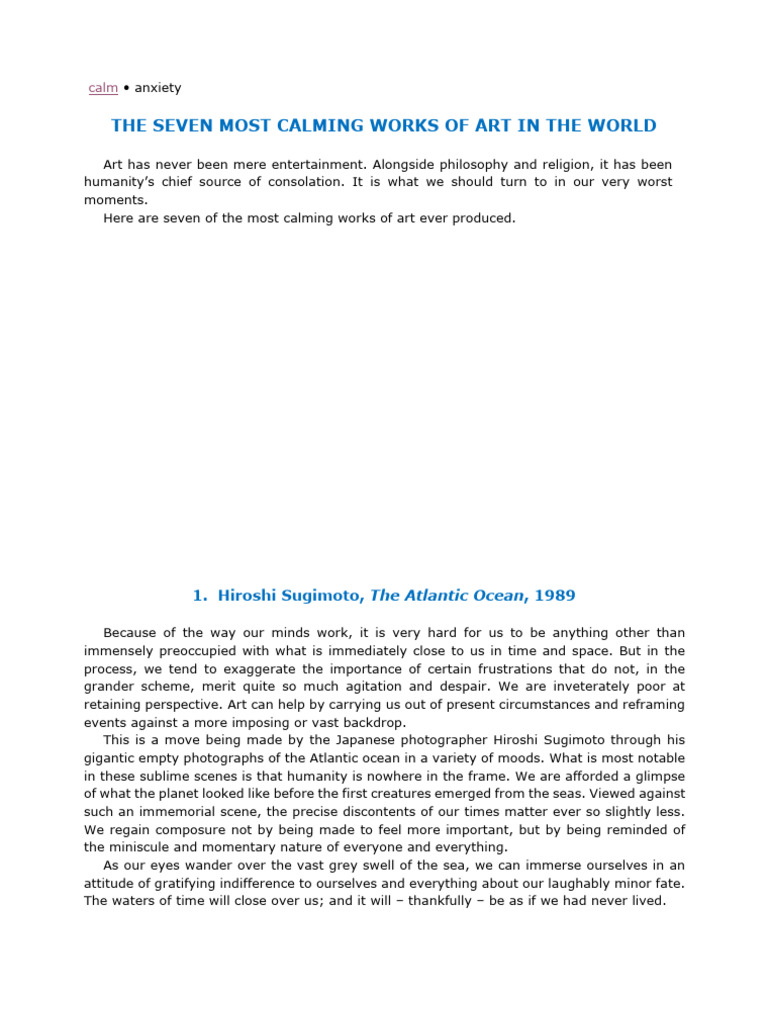The Seven Most Calming Works of Art in The World | PDF
