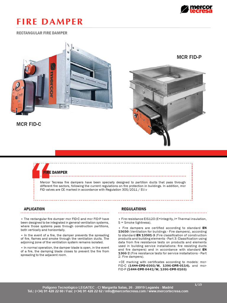 FT Rectangular Fire Damper | PDF | Mechanical Engineering | Building Engineering