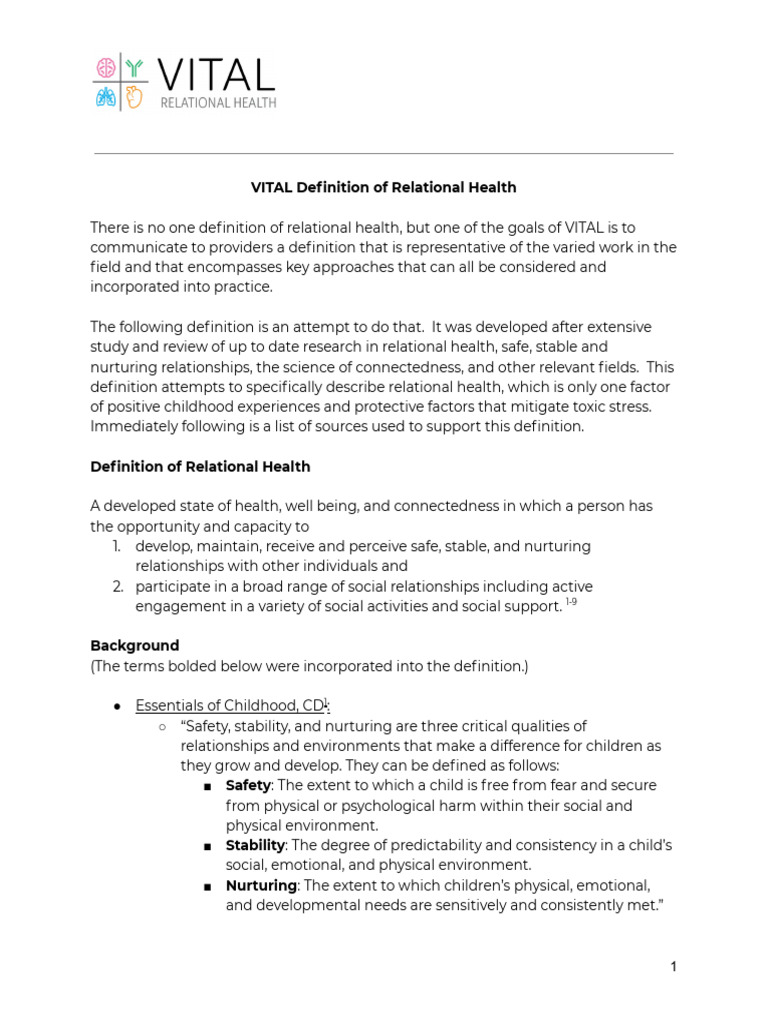 Understanding Relational Health Definition | PDF | Social Support ...