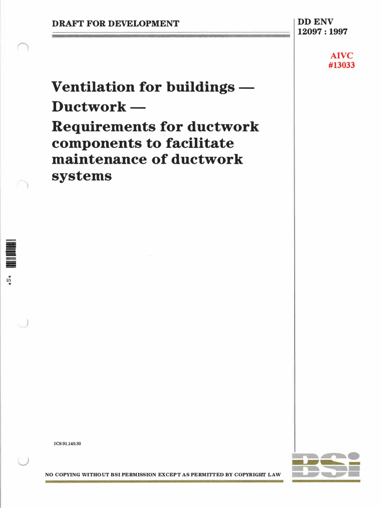 En 12097 Ventilation For Buildings. Requirements For Ductwork ...