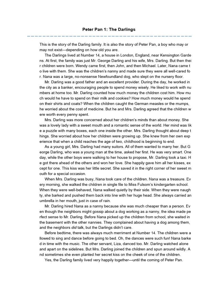 Peter Pan - Chapter1 | PDF