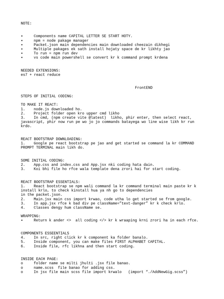 Frontend Initial Setup | PDF Frontend Initial Setup | PDF