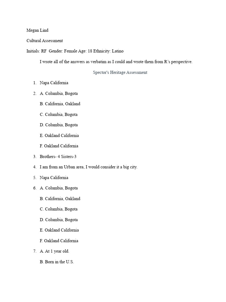 Megan Lind Cultural Assessment - 2 1 | PDF | Mexican Cuisine | Food And ...