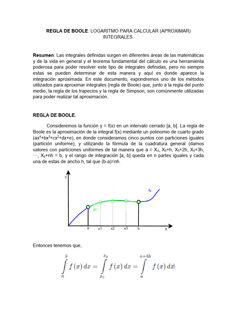 Aproximación de Integrales: Regla de Boole | PDF | Artes del Lenguaje y ...