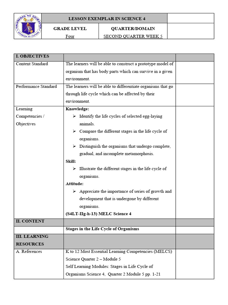 Stages in The Life Cycle of Organisms | PDF | Learning | Frog