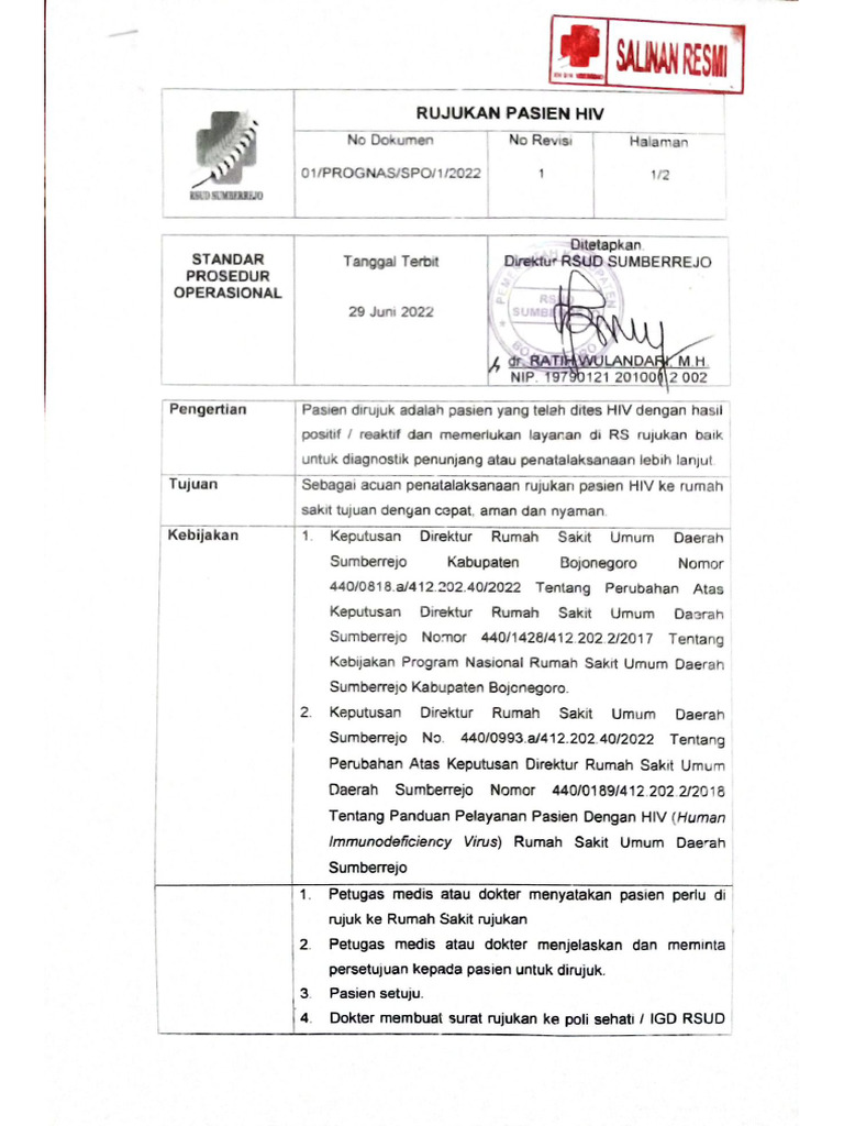 Hiv 3 Ep 2 Spo Rujukan Mou RS Jejaring Form Rujukan Dan Laporan Rujukan ...