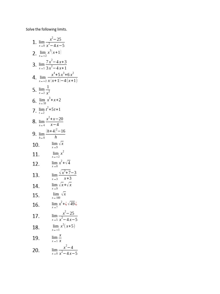 Limit Problems and Solutions | PDF
