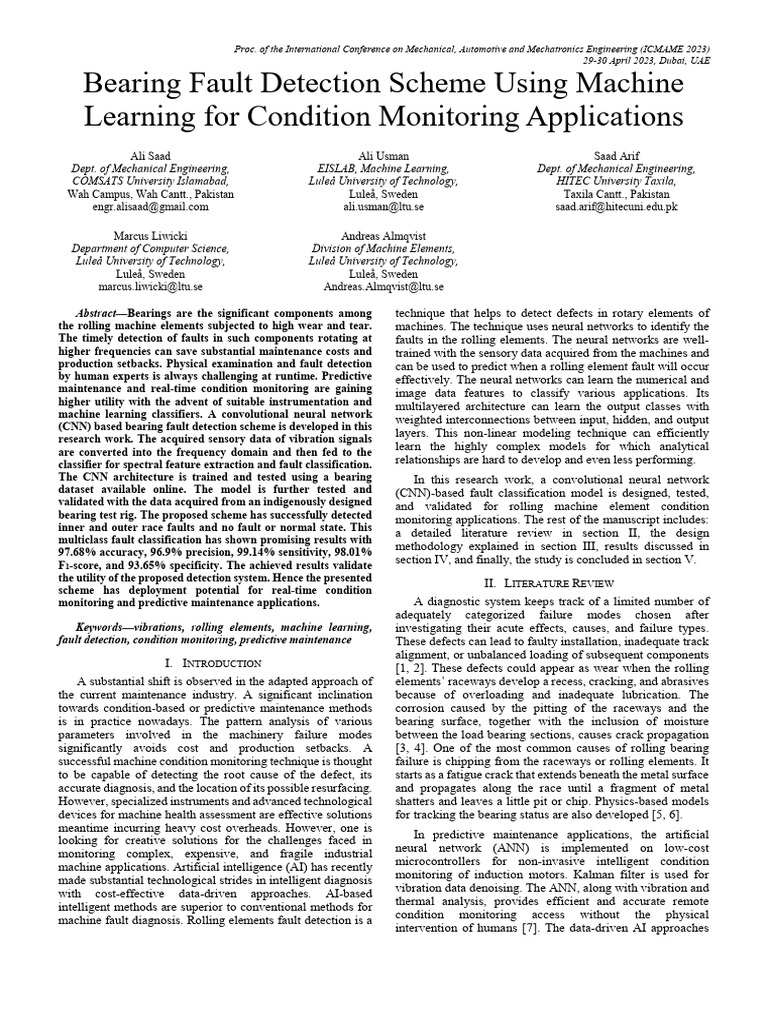 Ali Saad | PDF | Receiver Operating Characteristic | Bearing (Mechanical)