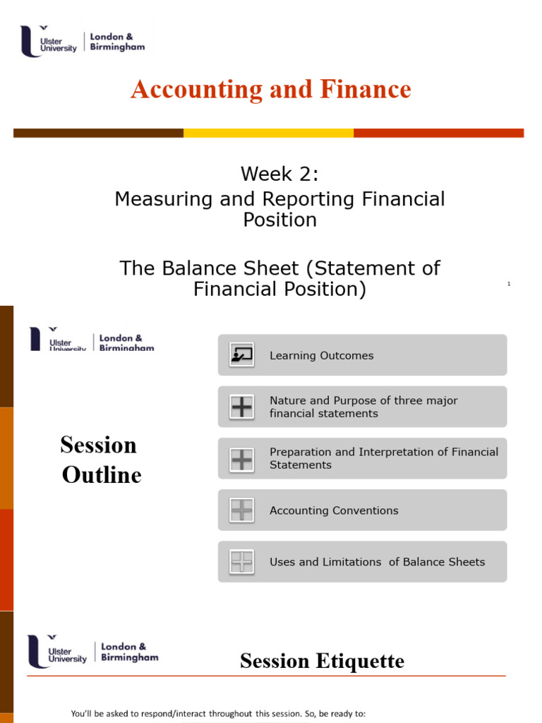 1) Week 2 Slides - Statement of Financial Position | PDF | Balance ...