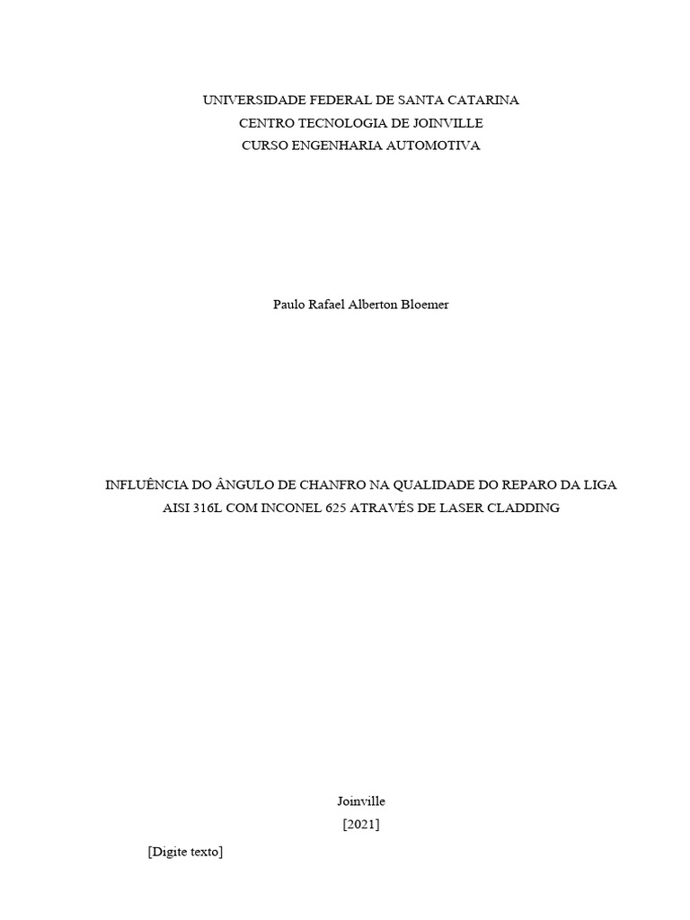Ângulo de Chanfro e Qualidade em Laser Cladding | PDF | Nível de ...