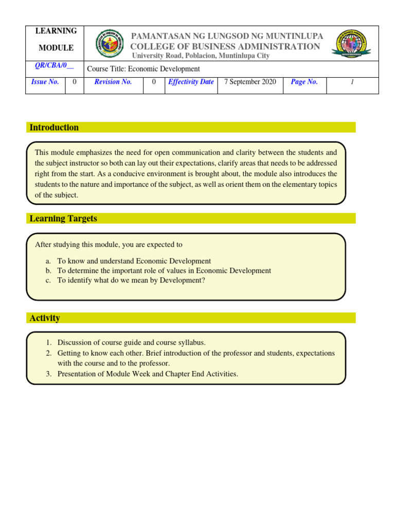 Economic Development Module 1 | PDF | Economics | Socialism
