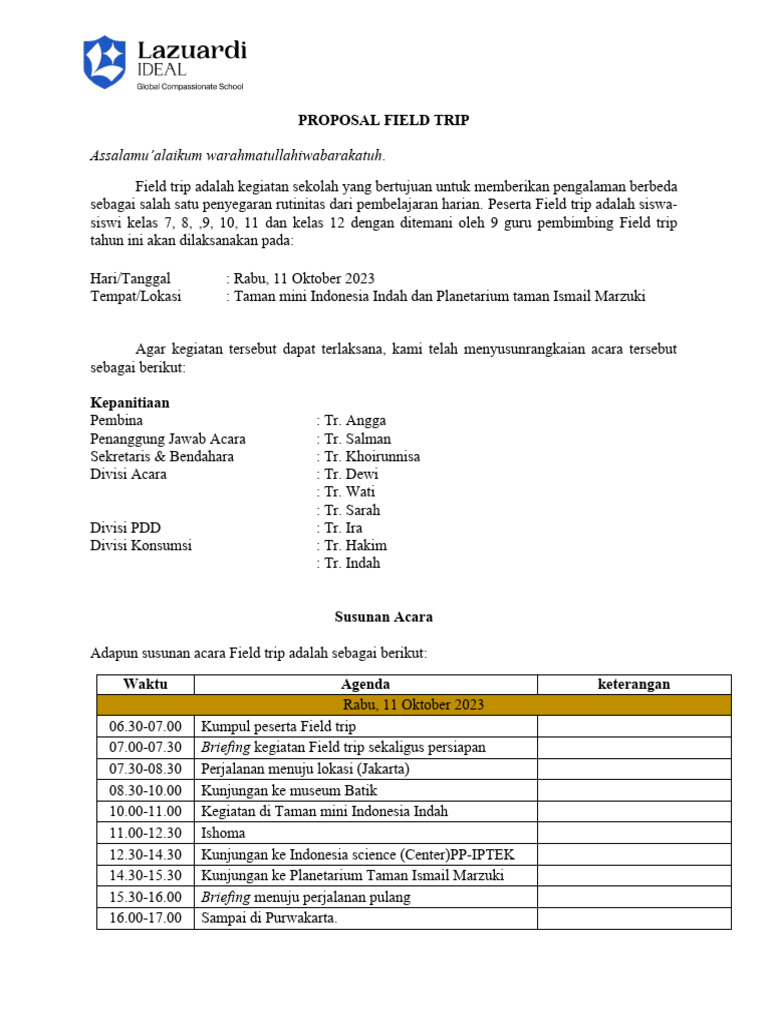 Field Trip Taman Mini Indonesia Indah | PDF