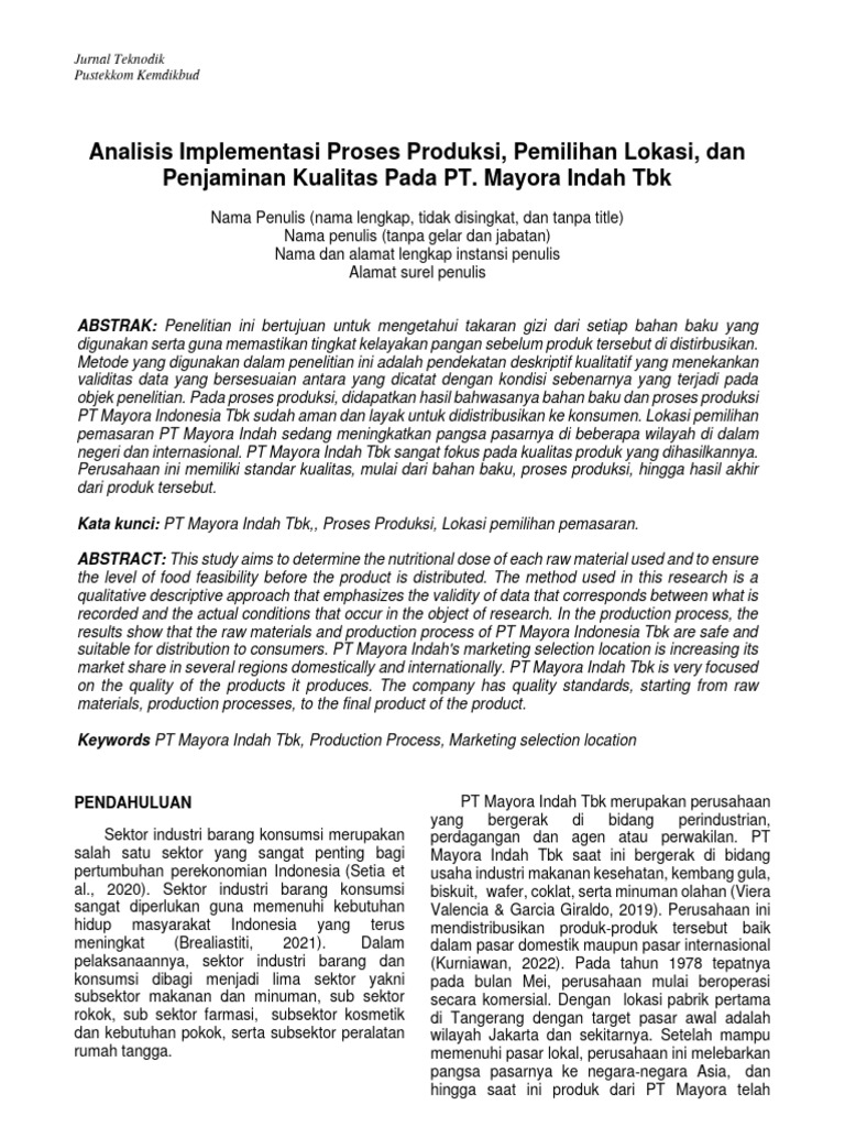 Analisis Proses Produksi PT Mayora | PDF