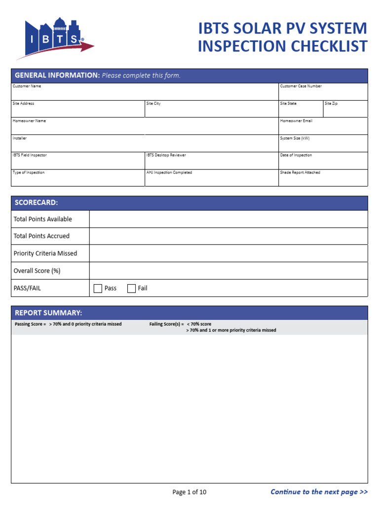 IBTS Solar PV System Inspection Checklist 4 | PDF | Electrical Wiring | Photovoltaic System