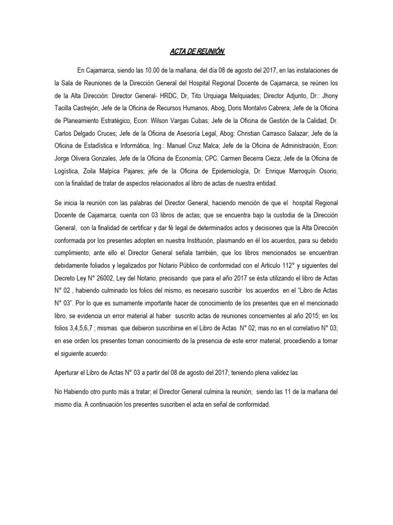 Libro de Actas Correlativo | PDF