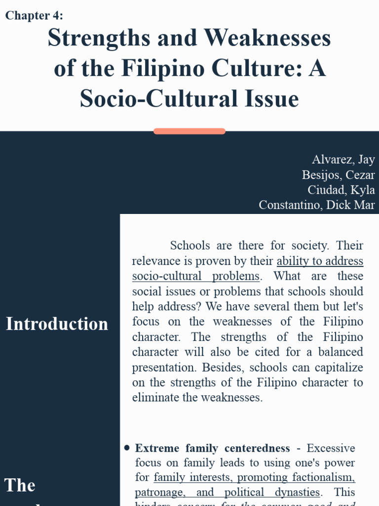 Strengths and Weaknesses of The Filipino Culture: A Socio-Cultural ...