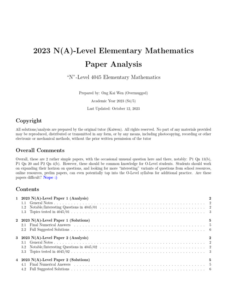2023 N (A) 4045 (E-Math) (Analysis) | PDF | Triangle | Trigonometric ...