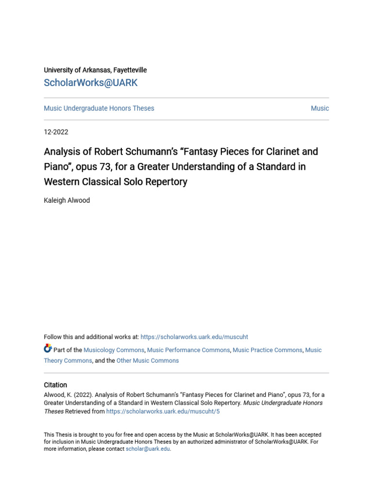 Schumann's Fantasy Pieces: A Detailed Analysis | PDF | Art | Classics