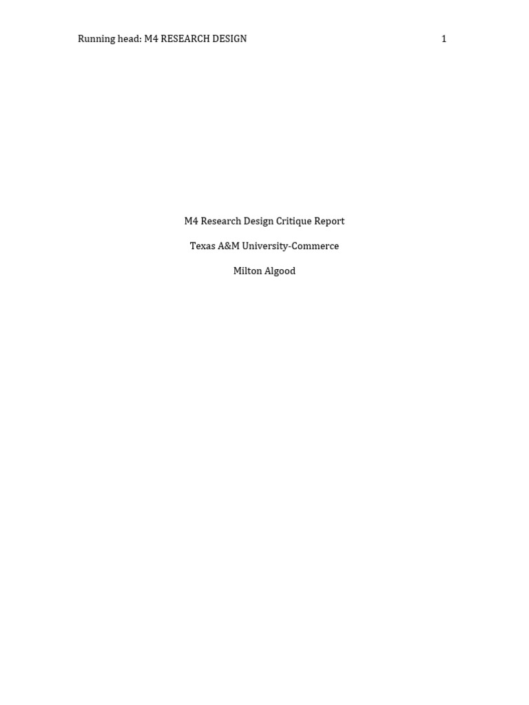 M4 Research Design Critique Report REV (6) SPR 2016 | PDF