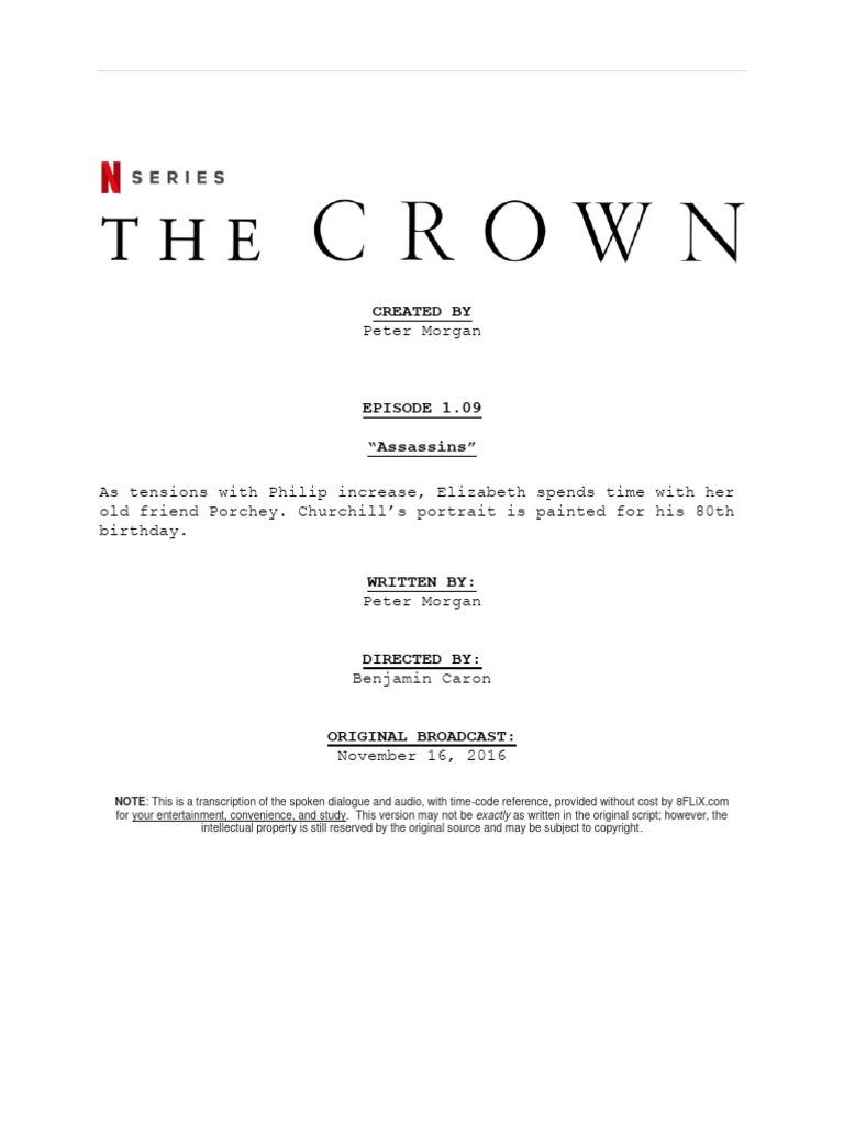 The Crown Episode Script Transcript Season 1 09 Assassins | PDF