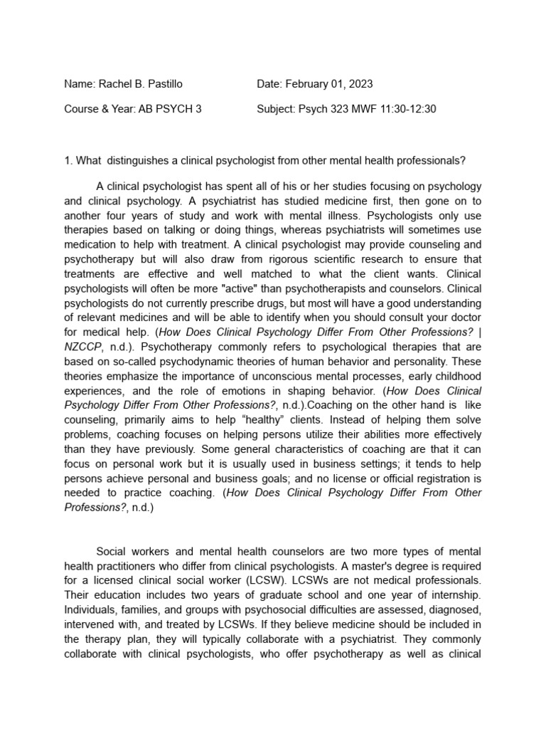 Clinical Psych | PDF | Psychotherapy | Psychologist