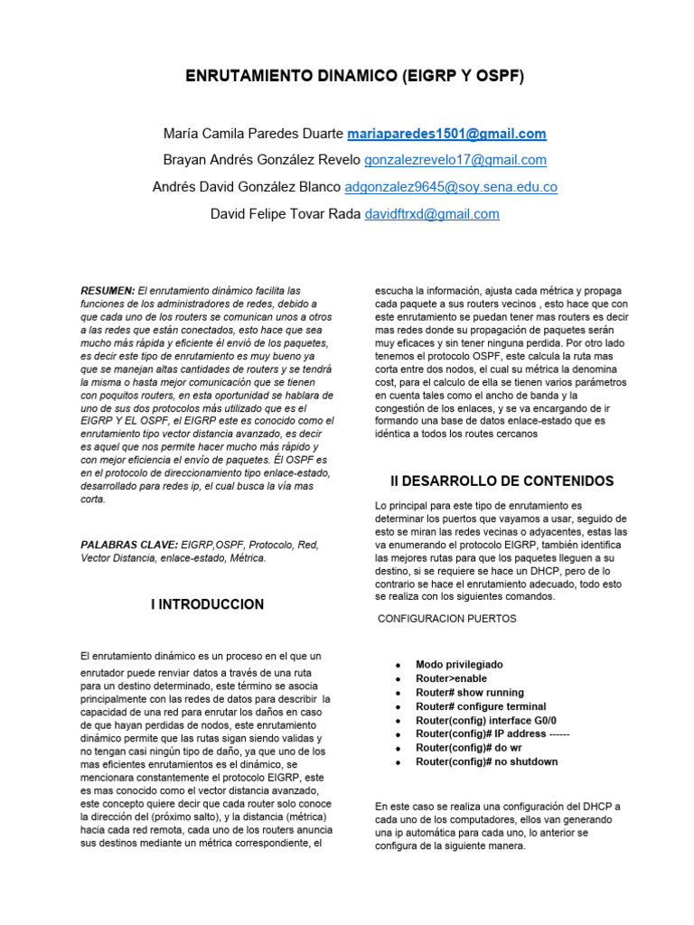 Enrutamiento Dinamico Final 1 | PDF | Enrutador (Computación) | Protocolos de internet