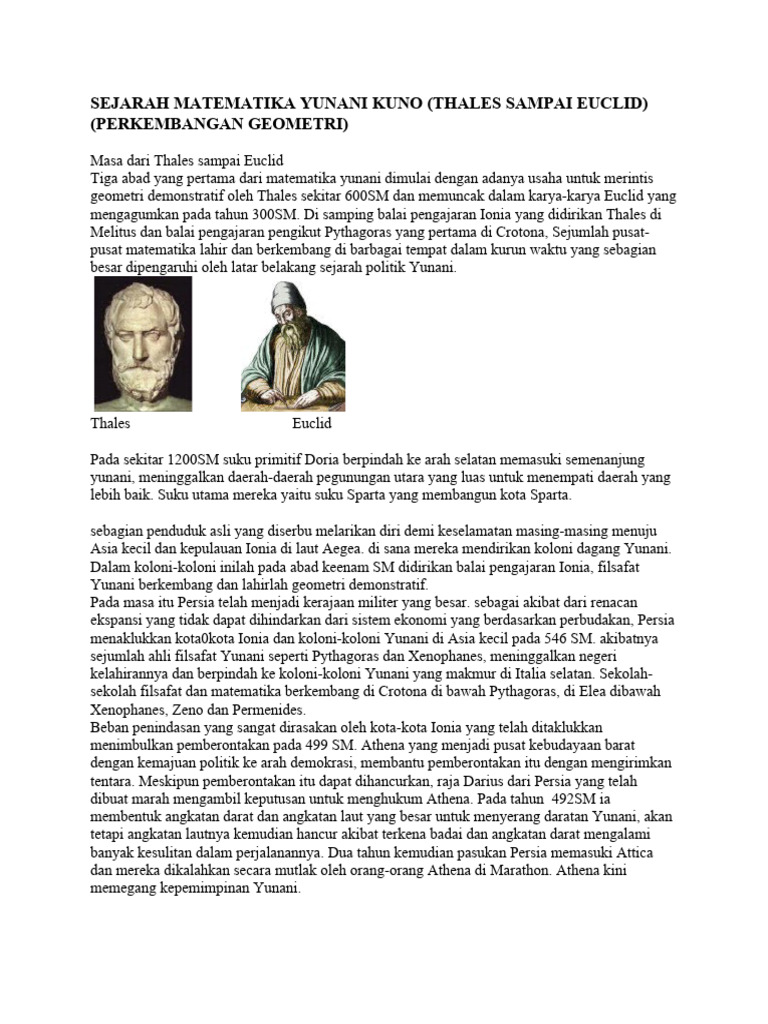 Matematika Yunani Kuno | PDF | Sejarah