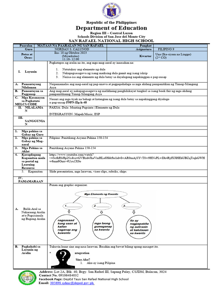 Srnhs Cot2 in Filipino 9 | PDF