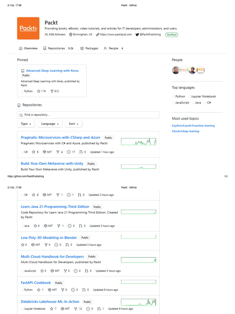 Packt's GitHub for IT Developers | PDF | Python (Programming Language ...