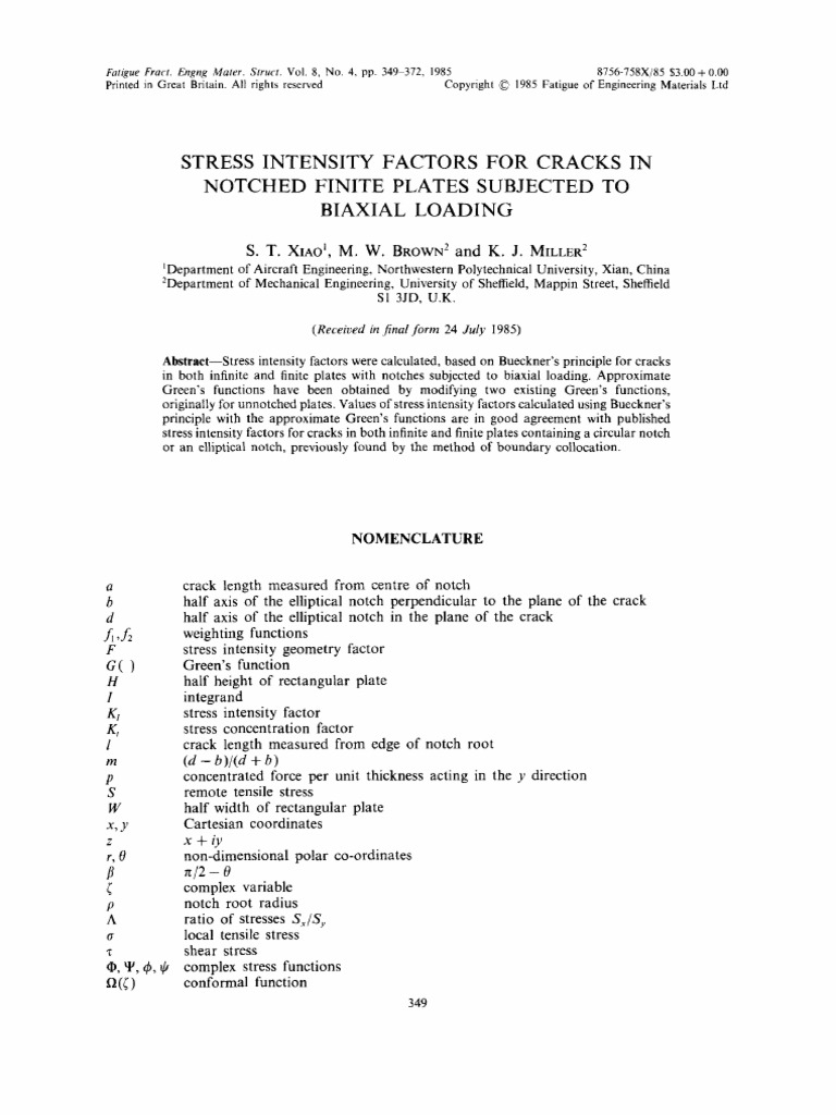 SIF For Cracks in Notched Plates in Biaxial Loading | PDF | Fracture ...