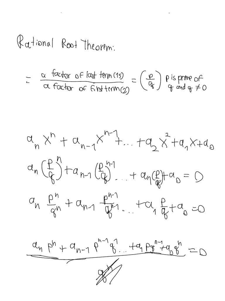 Proof Rational Root Theorem Pdf