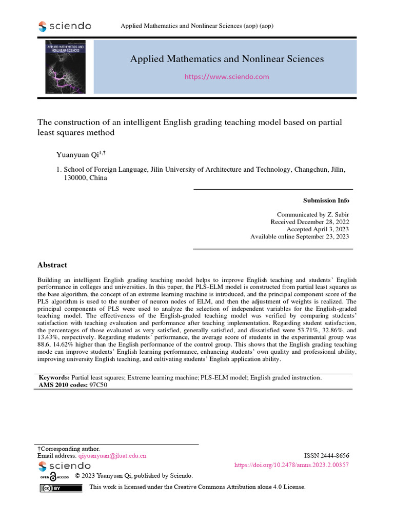 The Construction of An Intelligent English Grading Teaching Model Based ...