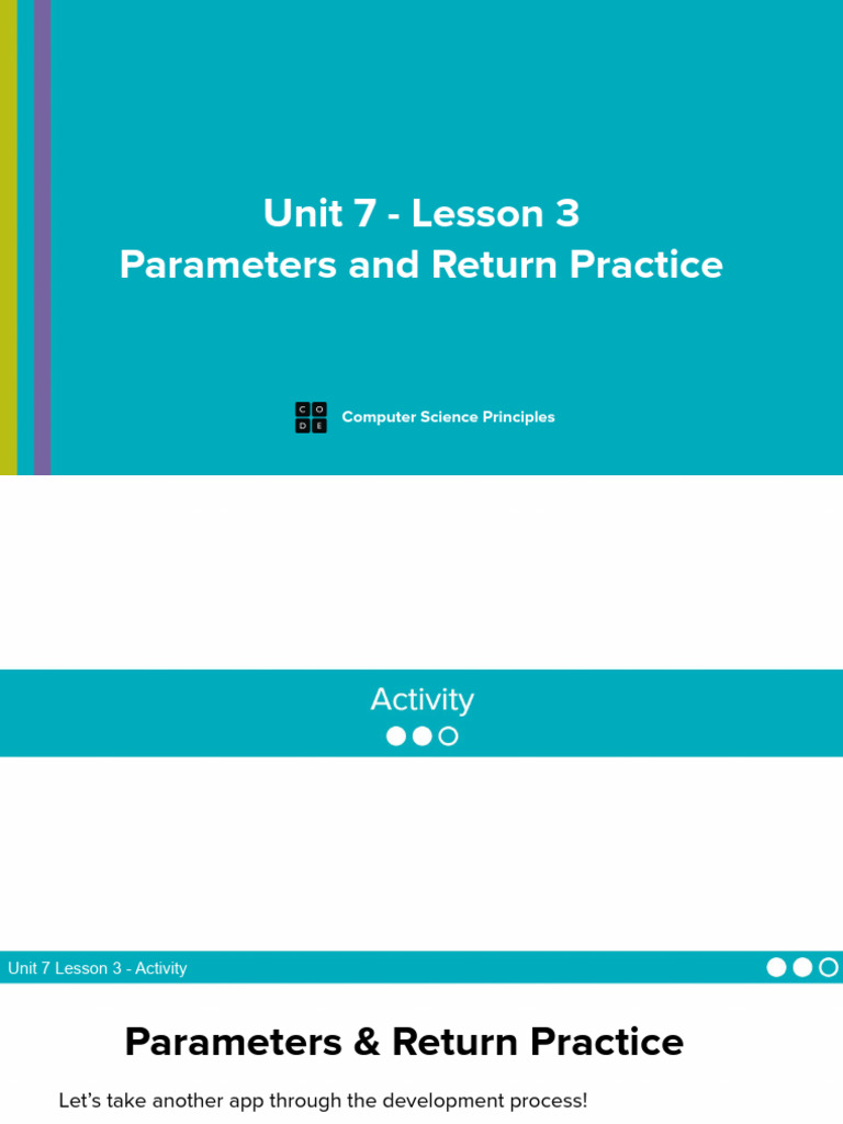 CSP Parameters, Return, and Libraries - Lesson 3 - Parameters and ... CSP Parameters, Return, and Libraries - Lesson 3 - Parameters and ...