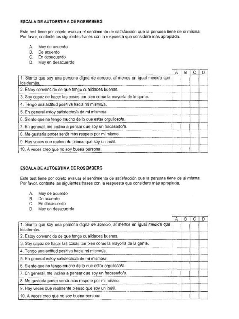 Test Autoestima | PDF