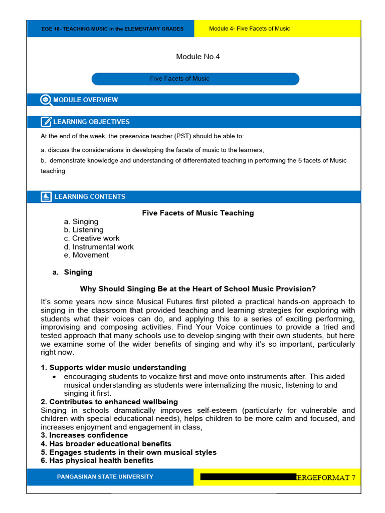 module 4 teaching music | PDF