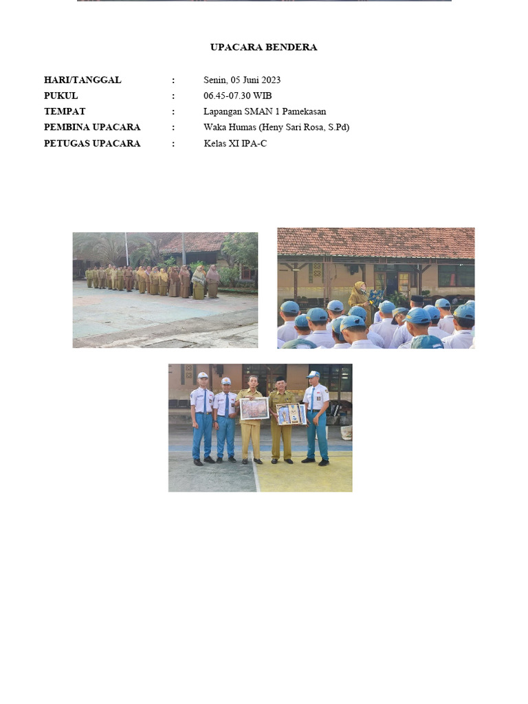 5 Juni 2023 Upacara-Pisah Kenang Dengan Pak Arif Dan Pak Totok | PDF