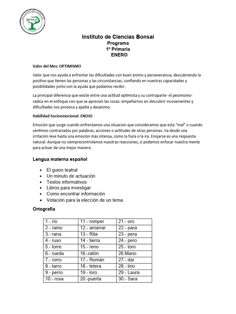 Programas Enero 1° | PDF