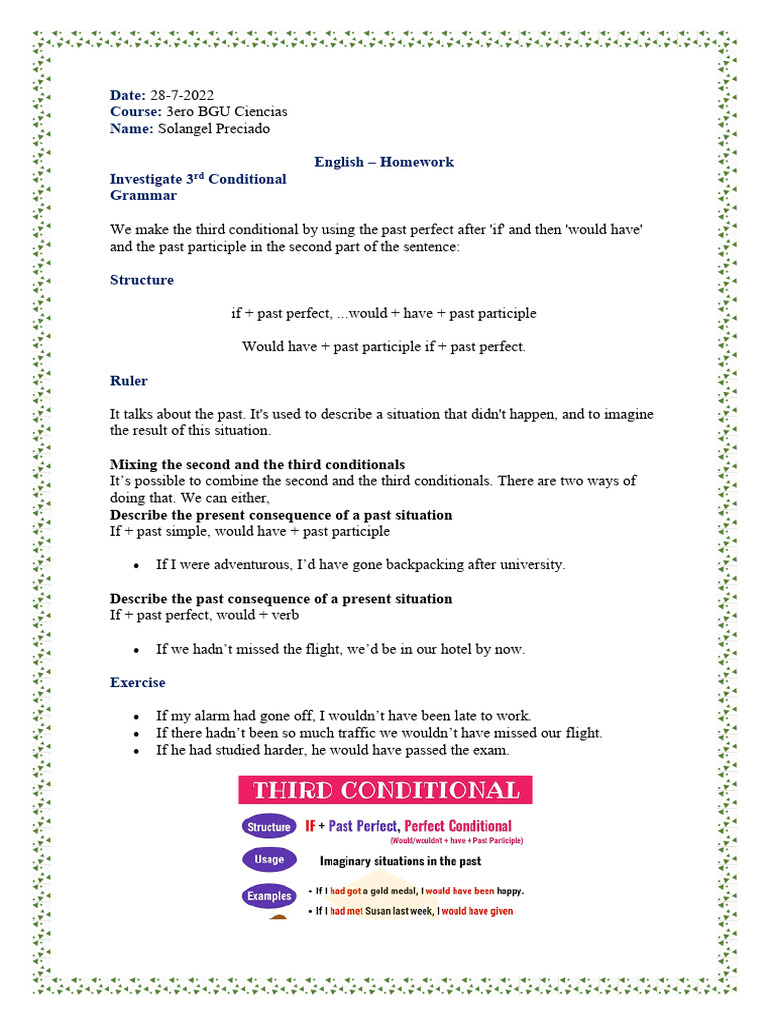 Understanding the 3rd Conditional Grammar | PDF | Language Arts ...