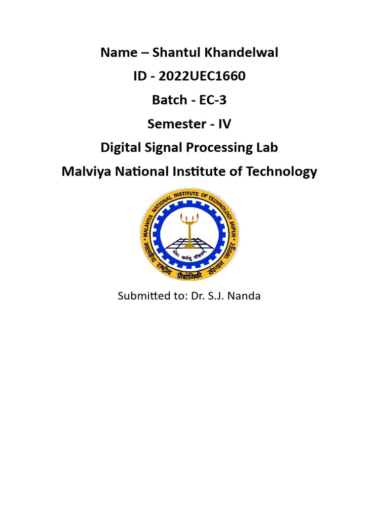 DSP Lab Record | PDF | Convolution | Discrete Fourier Transform