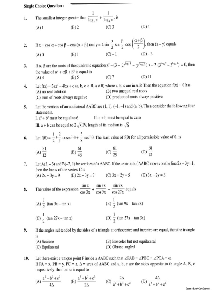 Problem Practice For Class XI | PDF